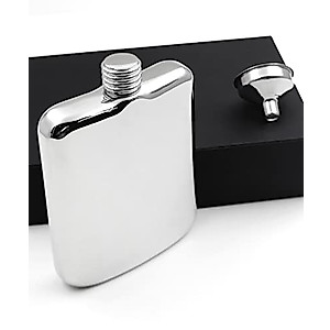 iSavage 6oz Hip Flask Square Shape 18/8 Stainless Steel Mirror Finishing with a Funnel-YM116