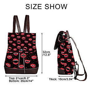 Backpack Purse for Women Vampire Mouth Fashion Travel Backpack Leather Rucksack Shoulder Bag for School Work