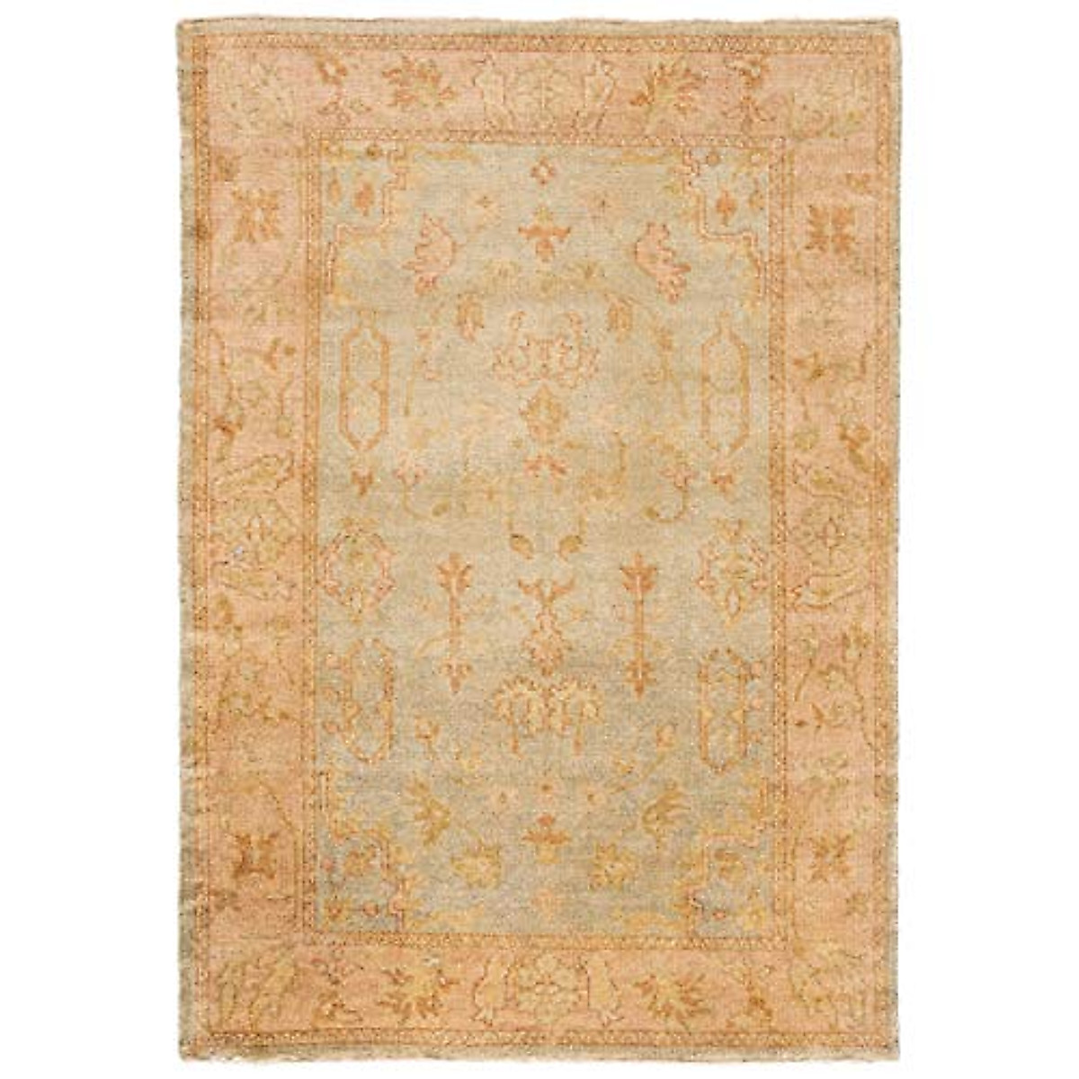 SAFAVIEH Oushak Collection Area Rug - 8' x 10', Soft Green & Rust, Hand-Knotted Traditional Oriental Wool, Ideal for High Traffic Areas in Living Room, Bedroom (OSH112A)