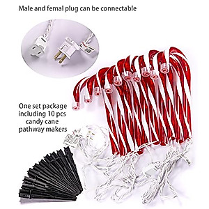 Christmas Candy Cane Pathway Makers Lights, 10inch Set of 10 Candy Canes Lights Outdoor, TIGOMOOV Candy Cane Lights Christmas Decorations Outdoor for Yard,Garden