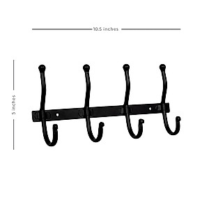 Stratton Home Decor Modern Functional Hook Rack Farmhouse Black Metal Wall Hooks - Smooth Matte Finish