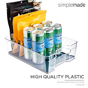 Clear Refrigerator Organizer Bins - 2 Pack Large Sized (8.25" x 12.5") Clear Bins for Fridge with Liners, Containers for Fridge and Freezer, Multipurpose Storage for Kitchen, Office, Bathroom (Blue)