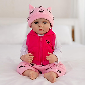 DAYOFF KIDS Realistic Reborn Baby Dolls,18 Inch Lifelike Newborn Baby Doll Real Life Baby Dolls Soft Weighted Reborn Doll Christmas or Birthday Gift Toys for 3+ Years (Girl)