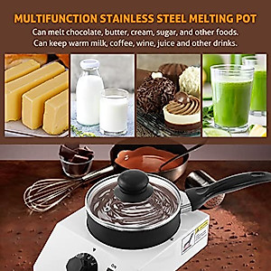 WICHEMI Chocolate Melting Pot Chocolate Tempering Machine Commercial Electric Chocolate Melter Fondue Pot for Chocolate, Butter, Cheese, Cream, Candy, Milk, Coffee, Desserts (Single Pot)