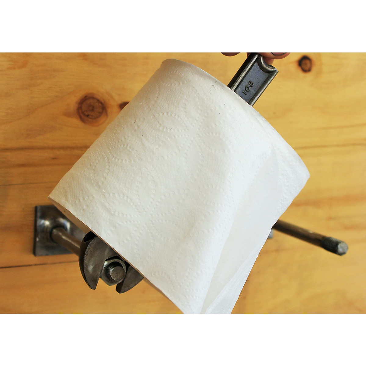 Toilet Paper Holder, Car Guy Gift, Wrench And Nut Bathroom Stand, Automotive Art, Toilet Paper Rack, Steampunk Bathroom Decor, Mancave Decor