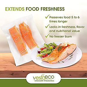 VestaEco Commercially Compostable Vacuum Seal Rolls | Embossed | 8 Inches x 20 Feet (2 Vacuum Seal Rolls) | 11 Inches x 16 Feet (3 Vacuum Sealer Rolls)