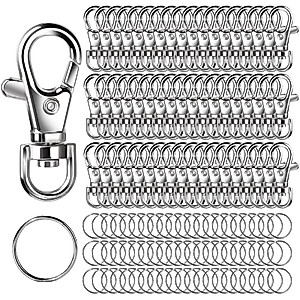 160PCS Metal Swivel Clasps Lanyard Snap Hook with Key Ring, LEOBRO 80PCS Swivel Snap Hooks Lobster Claw Clasp and 80PCS Key Rings Jump Ring for Keychains, Lanyard, Key, Charm, Jewelry, Art Crafts