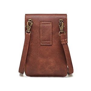 Larswon Belt Pouch, Renaissance Bag Medieval Leather Belt Pouch Ren Faire Accessories Small Crossbody Belt Bag Cell Phone Pouch Renaissance Belt (Brown - Fairy)