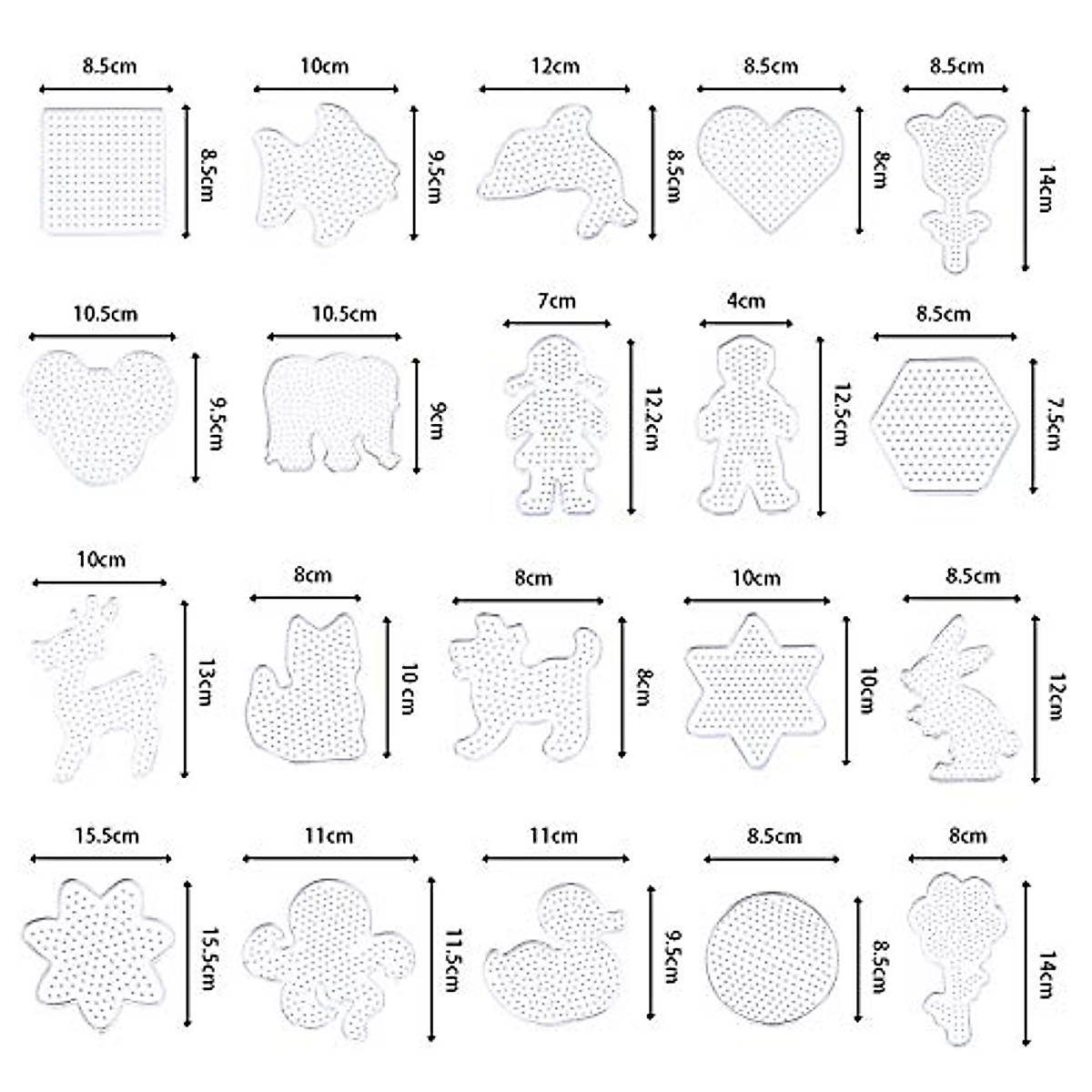 20 Pieces 5mm Fuse Beads Pegboards Clear Plastic Pegboards Craft Tray with 20 Pieces Colorful Cards, 4 Pieces White Beads Tweezers, 10 Keychains, 10 Hang Ropes, 20 Hang Circle for Kids DIY Craft Beads