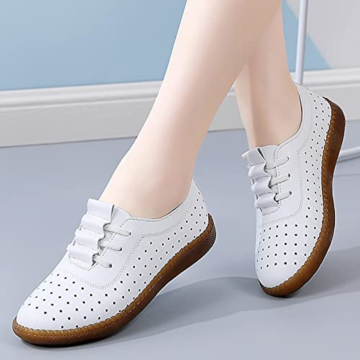 Women's Spring and Summer New Soft Sole Casual Comfortable Light Hollow Casual Shoes Woman Heel Sandals White