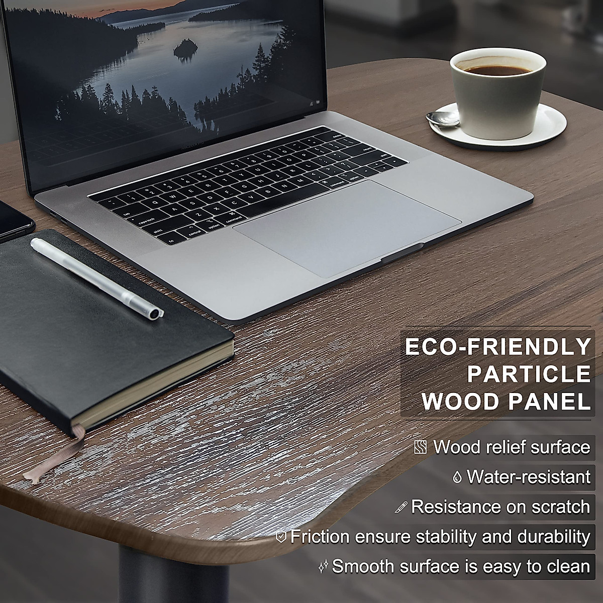 HAOOAH Pneumatic Adjustable Height Desk, Laptop Standing Desk, Rolling Sit-Stand Cart, Mobile Podium Portable Lectern for Home, Office& Classroom, 26" 19.3" Platform (29" to 46.9" H)，Brown