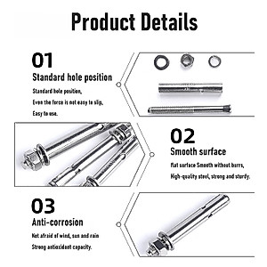 M8 x 80mm 304 Stainless Steel Expansion Bolt 10-Pack External Hex Expansion Screw Bolt(10 pcs)
