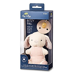 Itzy Ritzy - Bitzy Pal Pacifier & Lovey Set; Detachable Bunny Lovey & Coordinating Natural Rubber Pacifier; Ideal for Ages 0-6 Months, Bunny