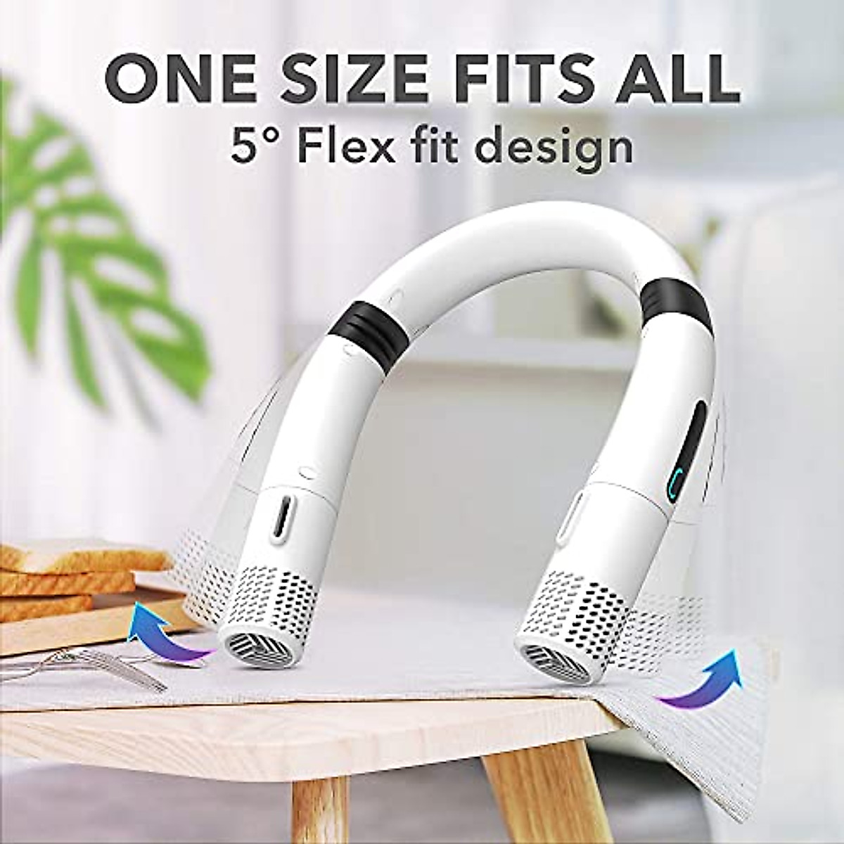 Blast Auxiliary by Blaux Neck Fans for Women - Portable Neck Fan with 18 Hour Rechargeable Battery | 120° Rotatable Bladeless Neck Fan | Three-Speed Neck Cooler | Wireless Personal Fans For Your Neck