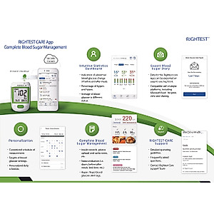 BIONIME RIGHTEST GT333 Blood Glucose Test Strips for use with RIGHTEST GT333 Meter - Blood Sugar Monitoring for Diabetics, Box of 50