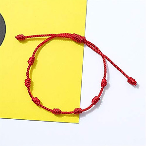 kelistom Handmade 7 Knots Red String Bracelet for Protection, Evil Eye and Good Luck, Amulet for Success and Prosperity, Friendship Bracelets for Women Men Teens