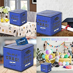 Blue 2024 Graduation Card Box, Card Box for Graduation Party, Graduation Gift Card Box for 2024 Graduation Decorations, Graduation Party Supplies for Class of 2024 High School & College Graduation