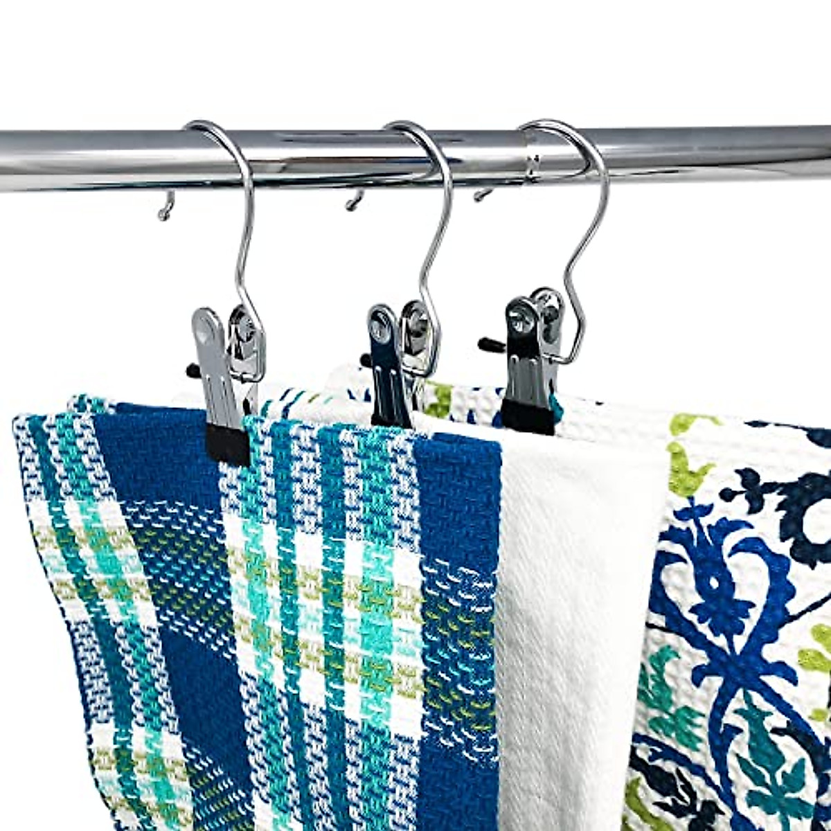 Huji Laundry Hanging Hooks Clothes Boots Chrome Pins Clips Hangers (12PK)