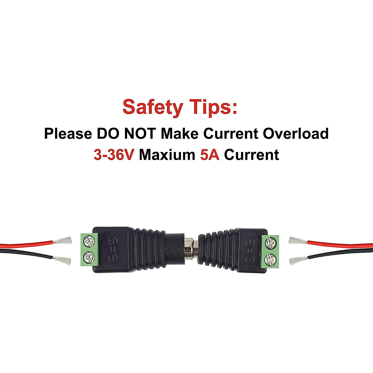 ThePoEstore 10 Pairs（5.5mm X 2.1mm） DC 12V 5A Power Plug Male and Female Barrel Plug Jack Adapter，for CCTV Security Camera LED Light Strip