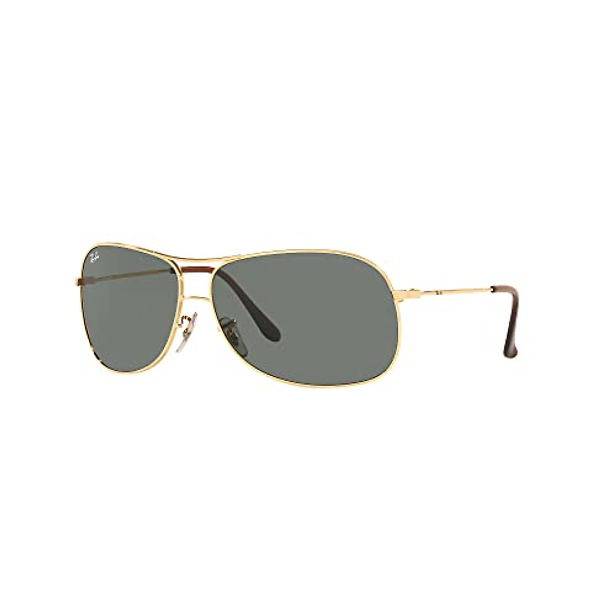 Ray-Ban RB3267 Metal Aviator Sunglasses, Gold/Green, 64 mm