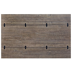Signature Design by Ashley Havalance Farmhouse Sofa Table, Flip Top Design for Additional Dining Space and Fixed Lower Shelf, Gray & White with Weathered Finish