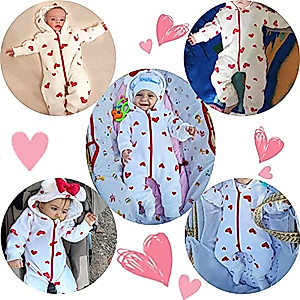 AMAWMW Baby Girl Valentines Day Outfit Newborn Love Heart Hooded Jumpsuit SnowSuit Infant Warm Winter Clothes Gifts Set Stuff