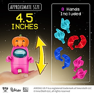 P.M.I. Among Us Action Figures | All Four 4.5-Inch-Tall Collectibles | Among Us Toys and Playable Mini Toys | Red, Pink, and Cyan Crewmates and Blue Ghost with 8 Hats and Hands | Kids’ Toys