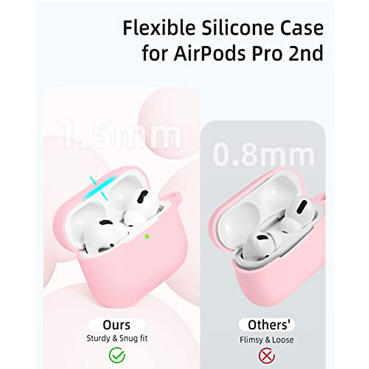 IMIVIO Airpods Pro 2 Case Cover 2022/Pro 2019, Soft Silicone Protective Charging Cover Skin Compatible Apple Airpods Pro 2nd/1st Generation Case for Women Men with Keychain, Front LED Visible (Pink)