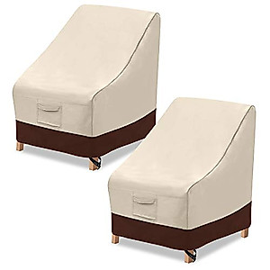 Vailge High Back Patio Chair Cover,Waterproof Outdoor Chair Covers,600D Heavy Duty High-Back Chair Outdoor Patio Furniture Cover - (2 Pack - 35" L x 28W x 35" H, Beige & Brown)