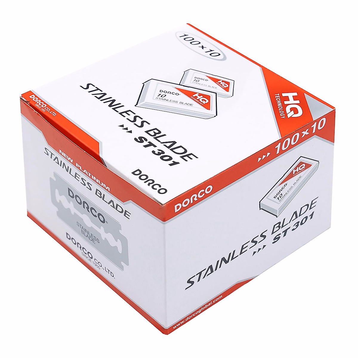 Dorco ST301 Platinum Double Edge Razor Blades - 1000 Blades (100x10) | 1 Case