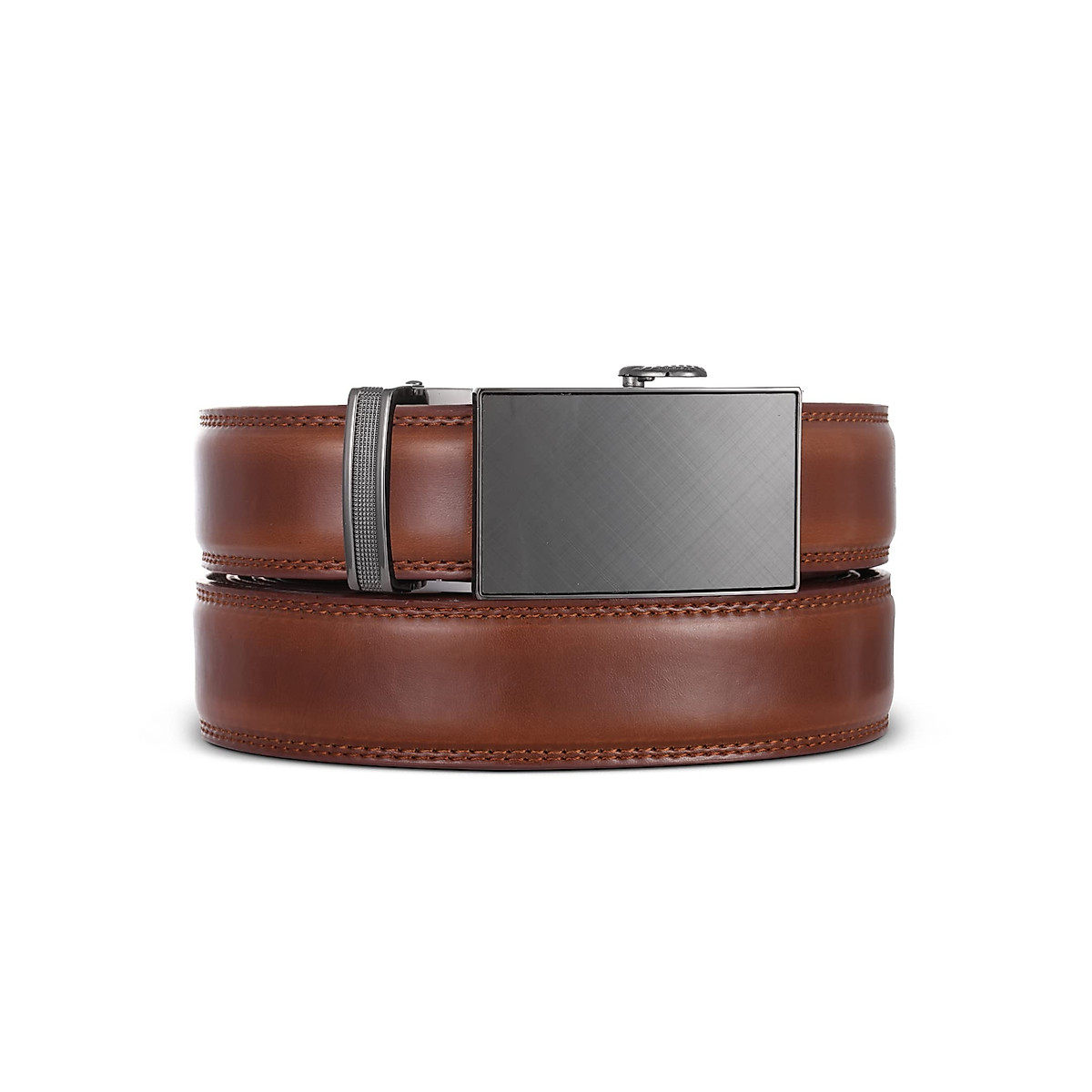 Marino Avenue Ratchet Belts for Men - Adjustable Mens Belts Leather with Automatic Buckle - Enclosed in an Elegant Gift Box - Radiant Ore - Burnt Umber - Adjustable from 28" to 44" Waist