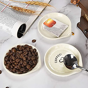 FANGSUN Ceramic Coffee Spoon Holder Rests for Coffee Station Decor, Mini Spoon Holder for Stove Top Countertop, Small Teaspoon Rest, Porcelain Spoon Holder For Coffee Bar Accessories, White, 3.5 Inch