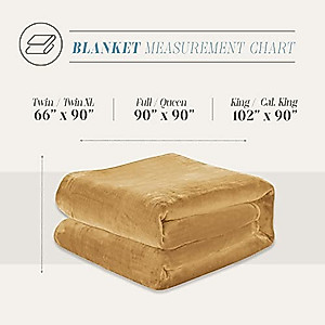 Elegant Comfort Luxury Velvety Feel Blanket, All-Season Lightweight Blanket, Ultra Plush, Soft, Cozy-Fuzzy Flannel Fleece for Couch, Sofa, Bed, Travel, Solid Design, King/California King, Gold-Yellow