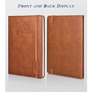 Hardcover Leather Lined Journal Notebook for Women Men,5.7×8.3" Tree of Life Journals for Writing,College Ruled Notebook for Travel,Business,Work,Office,School Note Taking,256 Pages Thick Paper Diary (Brown)