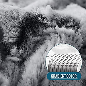 KAWAHOME Faux Fur Blanket King Size Winter Super Soft Cozy Warm Fluffy Plush Blanket Quatrefoil Pattern for Couch Sofa Bed, 108" X 90" Dark Grey
