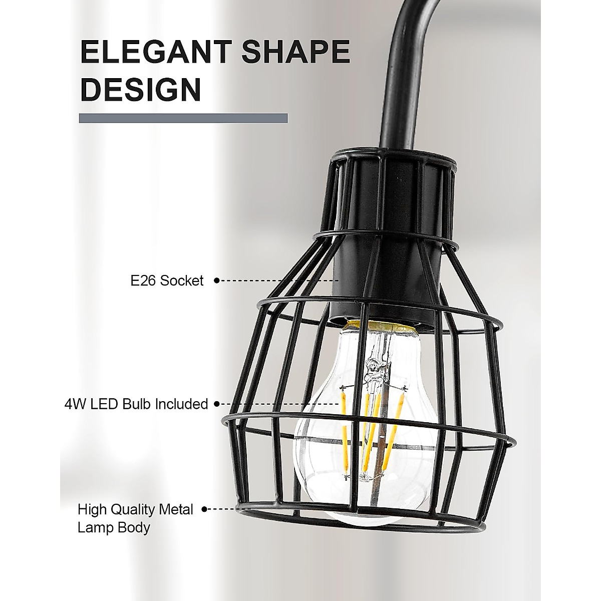 Oneach 63.75" Industrial Floor Lamp Modern Black Floor Lamp with Footswitch Metal Reading Tall Pole Light with 4W LED Bulb Standing Tall Lamp for Living Room Bedroom Office E26 Base