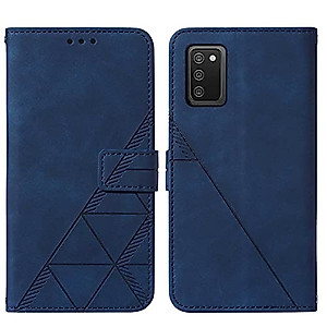 A03s Case Wallet,for Galaxy A03s Case,[Kickstand][Wrist Strap][Card Holder Slots] TPU Interior Protective for Samsung A03s Case,PU Leather Folio Flip Cover for Samsung Galaxy A03s Case (Blue)