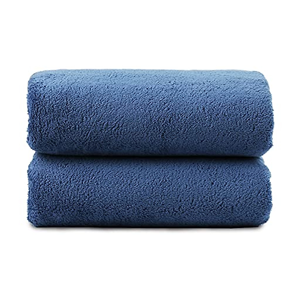 JML Luxury Hotel & SPA Bath Towels (2 Pack, 30"x60") - 350GSM High Density Fleece Towel Sets - Super Soft and Absorbent, Lint Free, Fade Resistant Oversized Bath Towel, Coral Fleece Navy