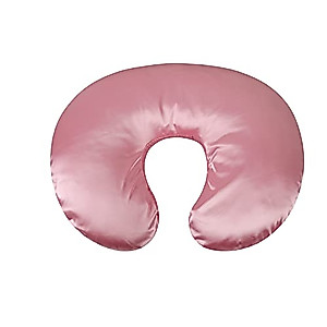 Satin Nursing Pillow Cover Set 2 Pack Ultra Soft Silk Compatible with Boppy Pillow Protect for Baby Hair and Skin Grey & Pink