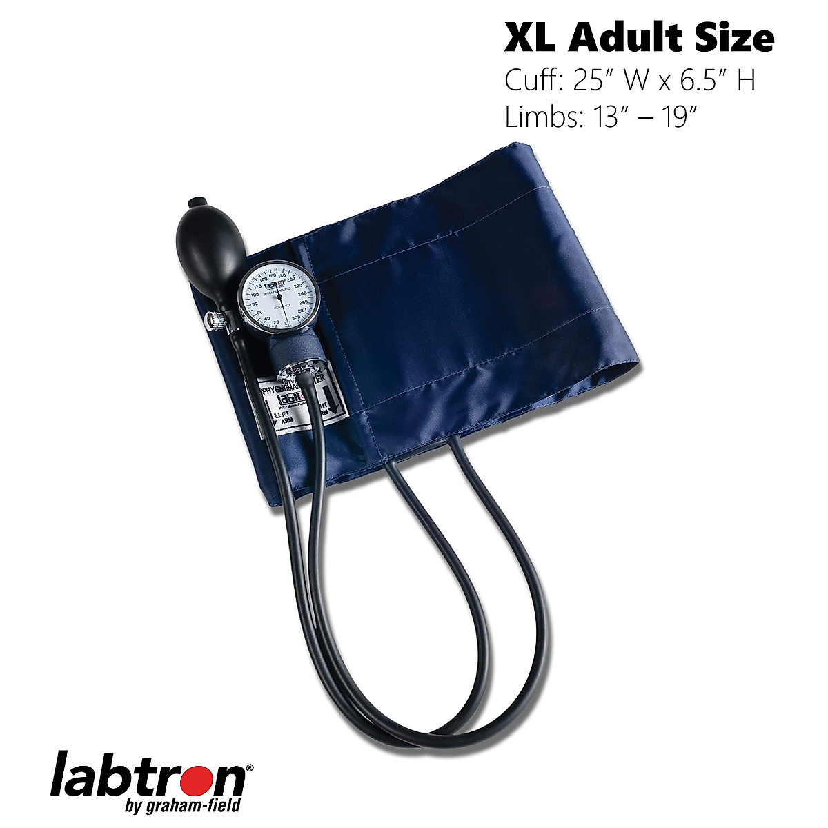 Labtron Manual Blood Pressure Monitor, Adult XL Cuff, Labstar Deluxe Aneroid Sphygmomanometer