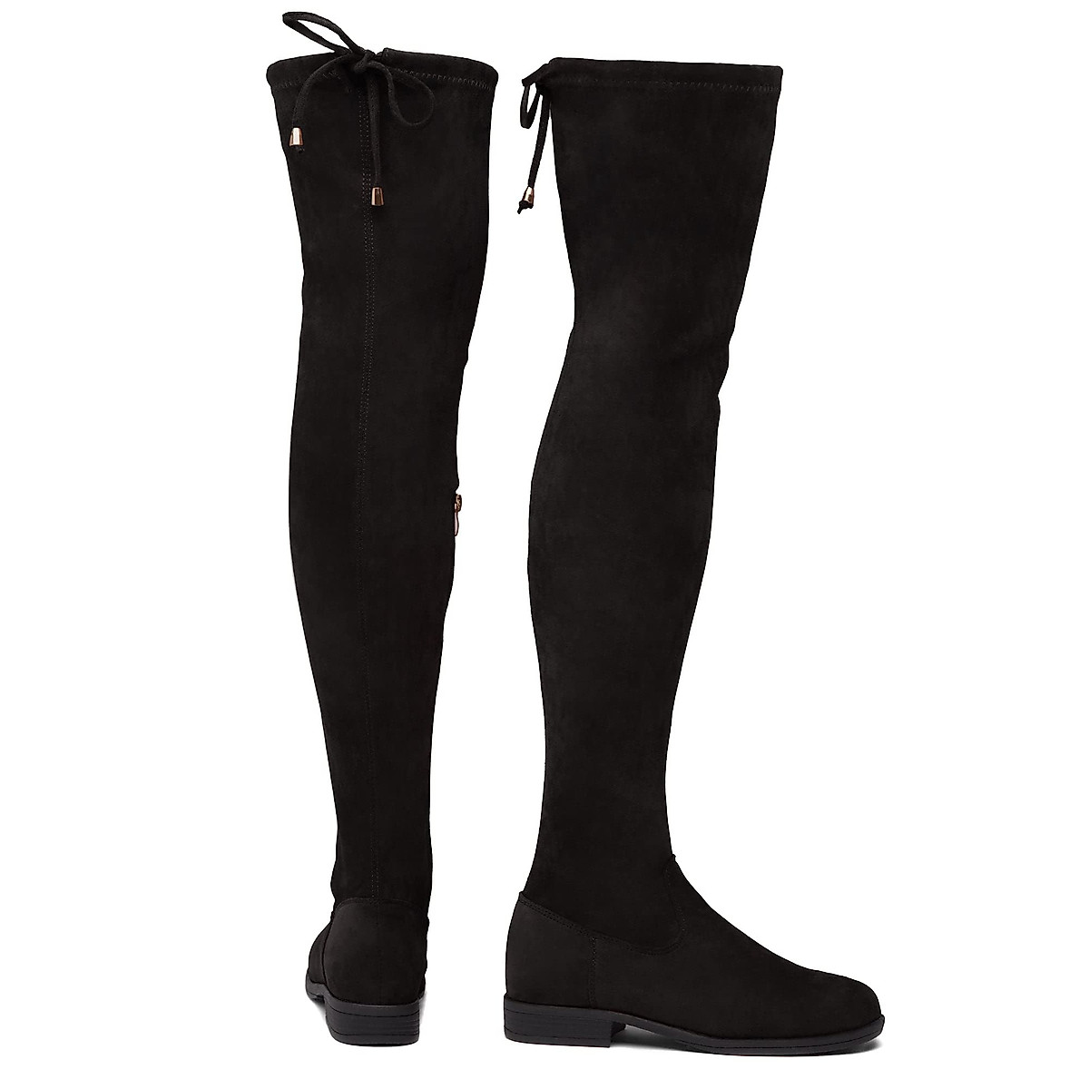 Herstyle Secret Obsession Women's Over the Knee Boots Thigh High Stack Heel Long Stretch Fall Riding Boots, Black, Size 8.0