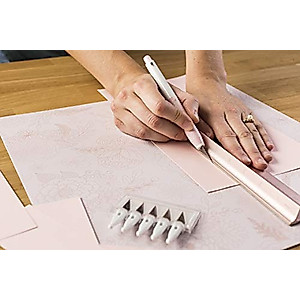 Cricut Metal Ruler - Safety Cutting Ruler for Use with Rotary Cutters, Cricut TrueControl knife, Xacto knife - Great For Quilting, Scrapbooking, Crafting and Paper Cutting - 18", [Rose]