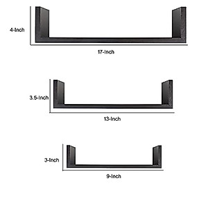 Danya B. Contemporary Laminated MDF Floating U Wall Decor Shelves, Bathroom or Living Room Wall Decor, (3 Shelf Pack) (Walnut)