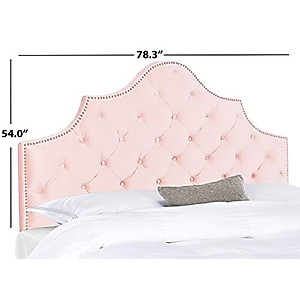 Safavieh Home Arebelle Modern Blush Pink Velvet Tufted Headboard, King