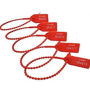 STYLIGHT - 1000 Shipping Seals, Plastic Truck Seals, Trailer Seals, Container Seals, Tamper Evident Seals, Security Seals, Numbered Sequentially (Red, 1000)