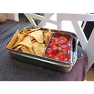Lifestyle Block Stainless Steel Lunchbox - 7 Inch Rectangle with Nesting Mini Container - BPA Free