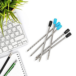 TecUnite 2.75 Inch Ballpoint Pen Refills for Diamond Crystal Stylus Pens and Ballpoint Pens with Black Velvet Bag, 20 Pieces (Black and Blue Refill)