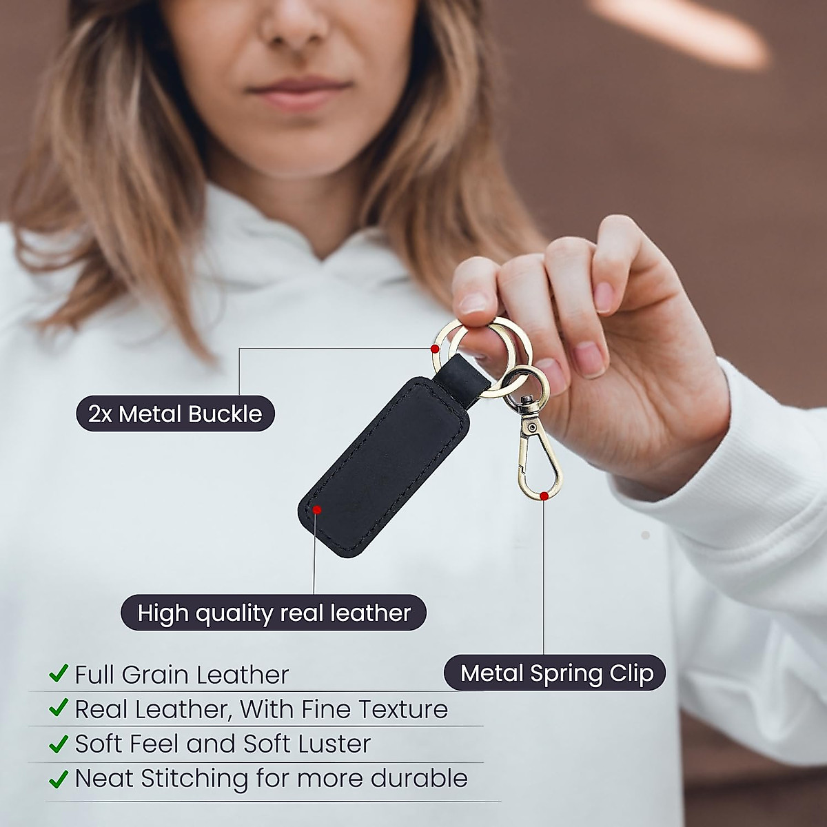 Personalized Leather Keychain, Custom Leather Key chain, Handmade Laser Engraved key holder, Name Keytag Gift for Men & Women