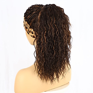 SOMIARIK Headband Wigs for Black Women Natural Hairline Synthetic Brown Loose Curly None Lace Front Wigs for Black Women Glueless Machine Made Wig Wavy pre plucked Headband Wigs 26 Inch