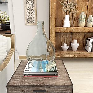 Deco 79 Recycled Glass Handmade Decorative Vase Spanish Bottle Centerpiece Vase, Flower Vase for Home Decoration 11" x 11" x 17", Blue